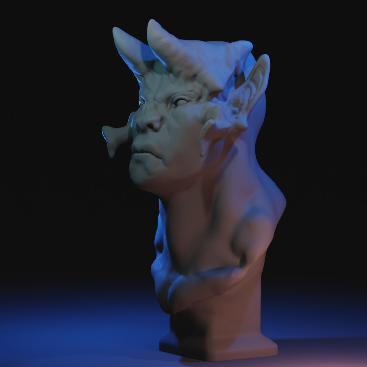 3D Printable Demon Bust by Thomas