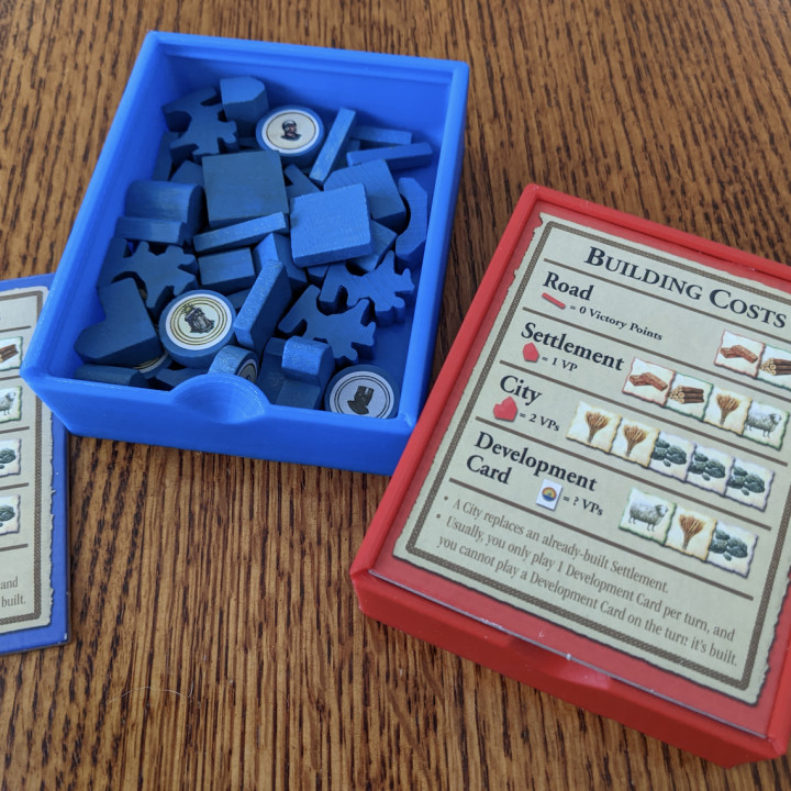 3D Printable Catan Pieces Box by Sergio F