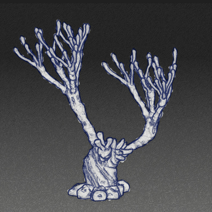 3D Printable Triple Three Tree - fantasy miniature plants by Don Whitaker
