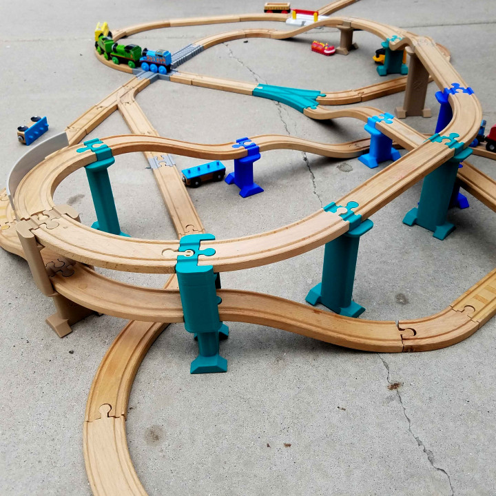 3D Printable Multi-Level Train Bridge Pillar Set by Red Kraken Forge