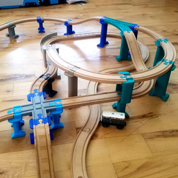 3D Printable Multi-Level Train Bridge Pillar Set by Red Kraken Forge