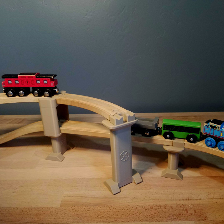 3D Printable Multi-Level Train Bridge Pillar Set by Red Kraken Forge