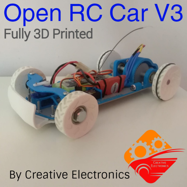 3D Printable Open RC Car V3 - Chassis by Creative Electronics