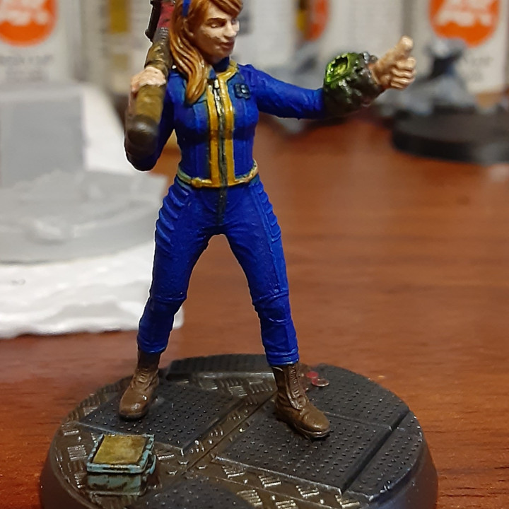 3D Print of Vault-Tec Vault Girl - Fallout: Wasteland Warfare by ChezaMoon