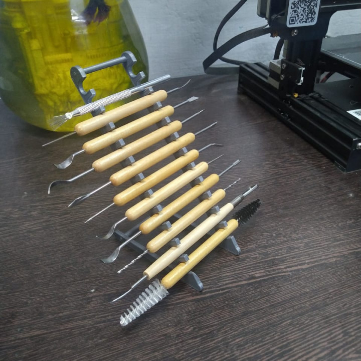 3D Printable Sculpting Tool Rack by Puskar Karmakar