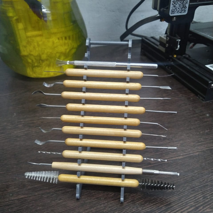 3D Printable Sculpting Tool Rack by Puskar Karmakar