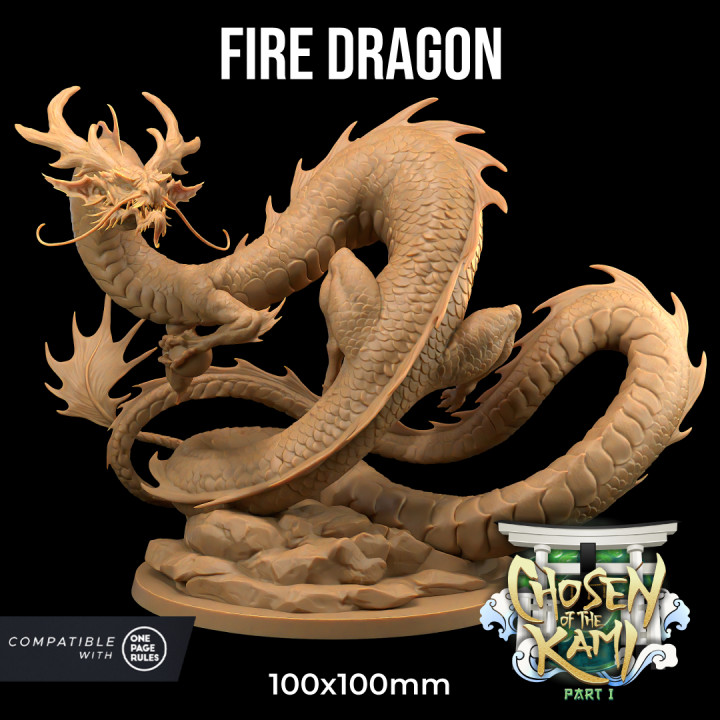 3D Printable Asian Fire Dragon - Pre Supported by The Dragon Trappers Lodge