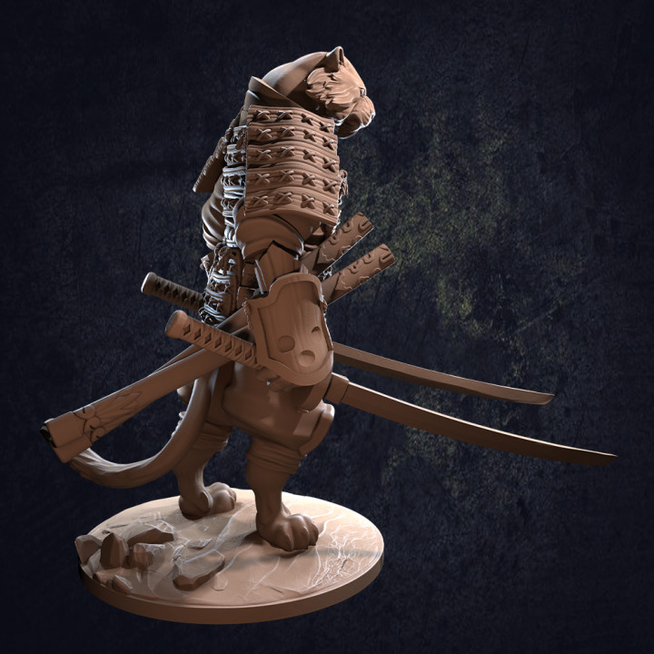 3D Printable Tengashi Catfolk Samurai - Presupported by The Dragon ...