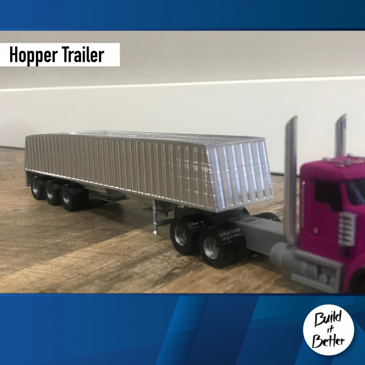 3D Printable Dry Bulk/Hopper Trailer 1/64 Scale by Build It Better