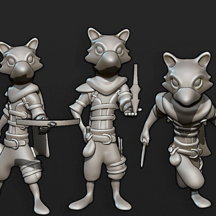 3D Printable Racoon Tribe + Fang Dice / Flag by Edge Miniatures