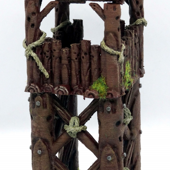 3D Printable Outpost watch tower and palisade walls by Lex Addams