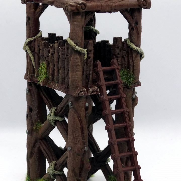 3D Printable Outpost watch tower and palisade walls by Lex Addams