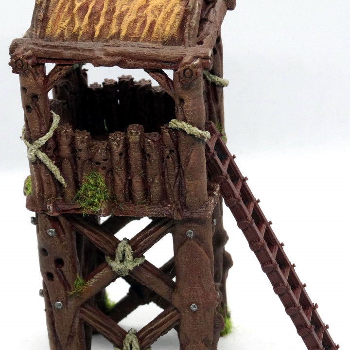 3D Printable Outpost watch tower and palisade walls by Lex Addams