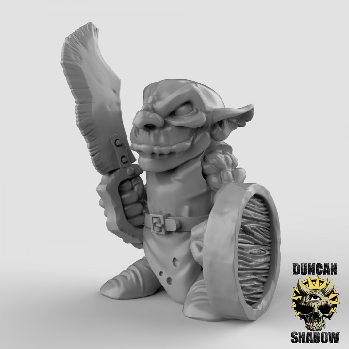 3D Printable Goblins with shields (pre supported) by Duncan Shadow