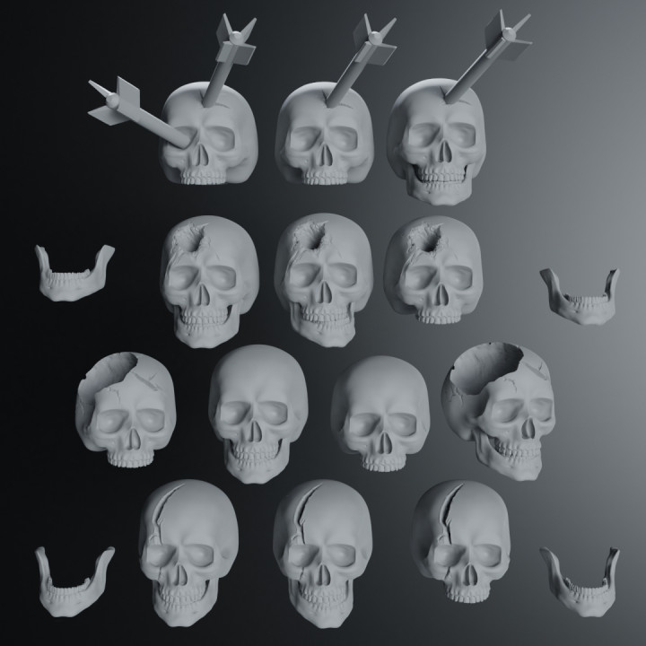3D Printable Skull Pack for Basing by SinNerds