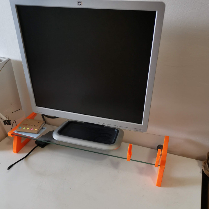 3D Printable Monitor Stand (DIY IKEA BESTA Glass Shelf) by Václav Bílý