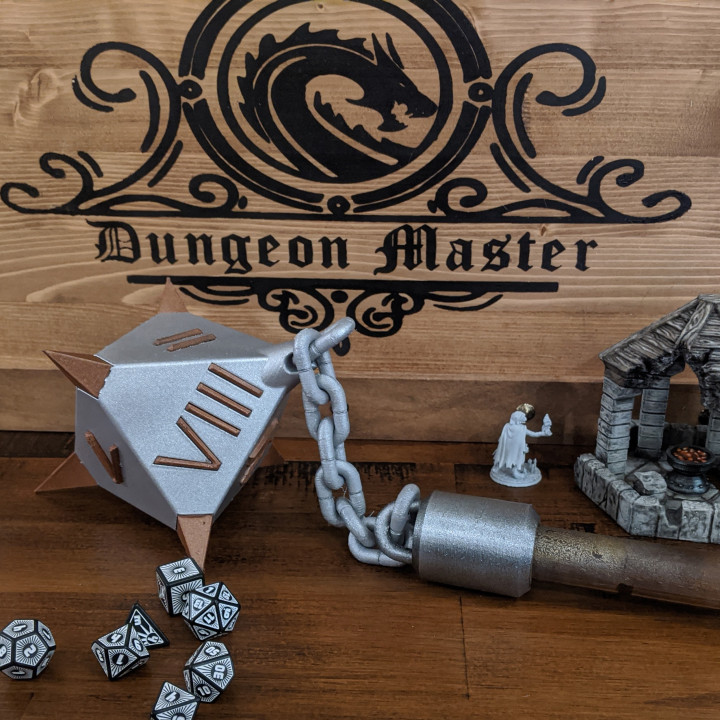 3D Printable The Dice Damage Weapon D8 Flail by Enza3D