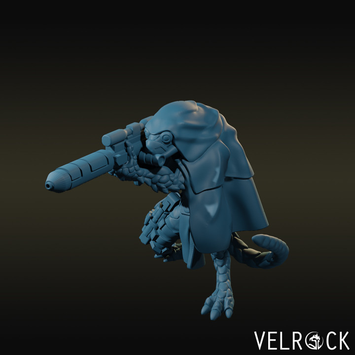 3D Printable Reptilian Soldier Army by Velrock Art Miniatures