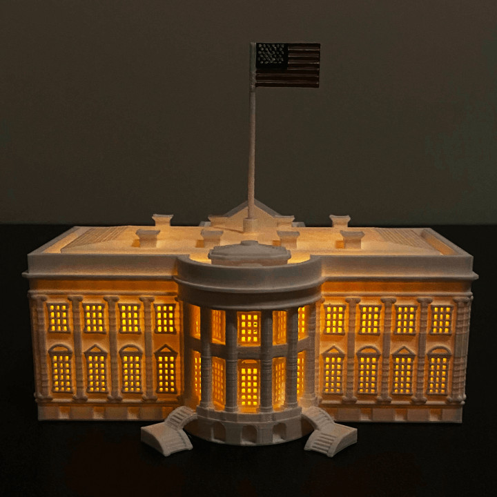 3D Printable The White House Lamp USA by MiniWorld3D