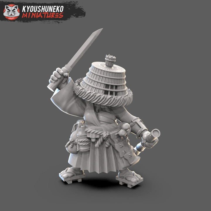 3D Printable Dwarf Female Samurai Ronin by Kyoushuneko Miniatures