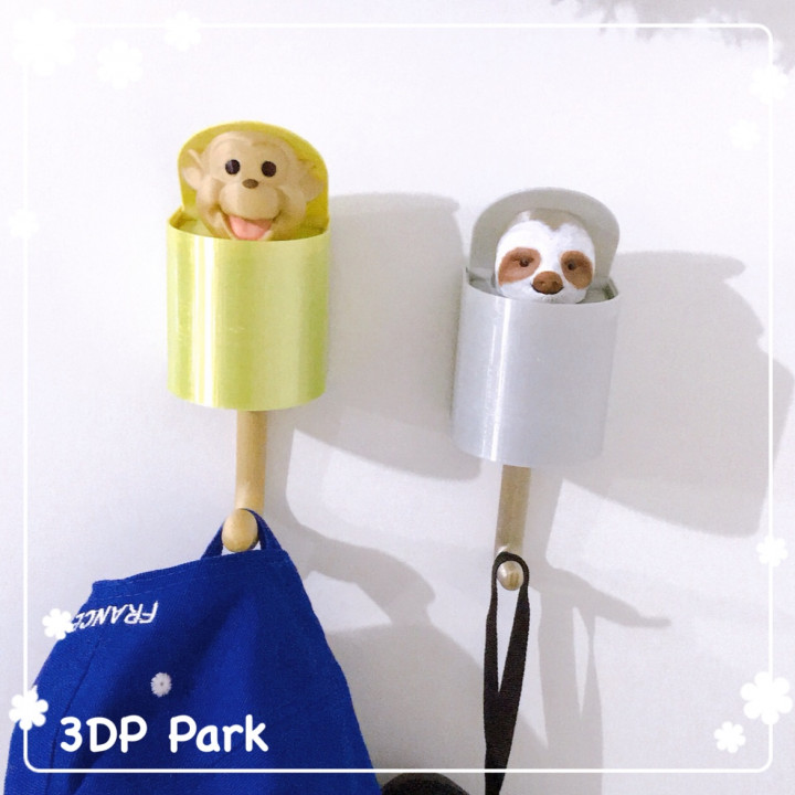 3D Printable Pop Up Monkey Hook by 3DP Park 小白的3DP樂園