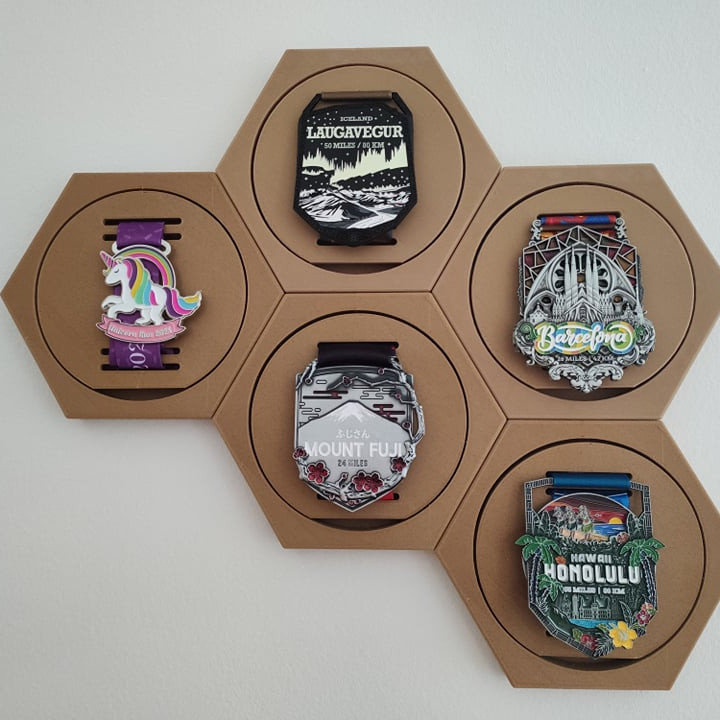 3D Print of "Honeycomb" Hexagonal Medal Mount by josefjeek