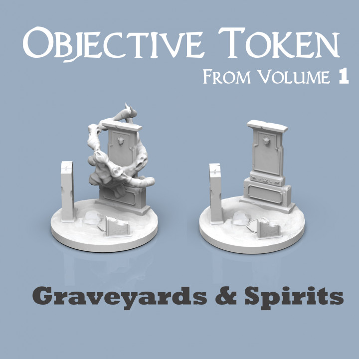 3D Printable Objective Token : Graveyards & Spirits by Meian