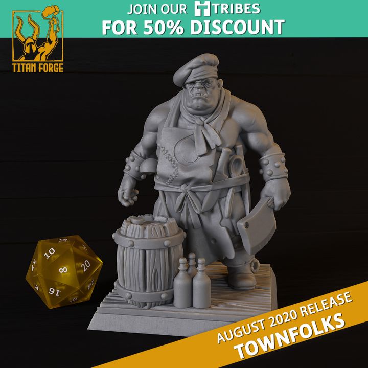 3D Printable Townfolks Ogre Cook by Titan Forge Miniatures