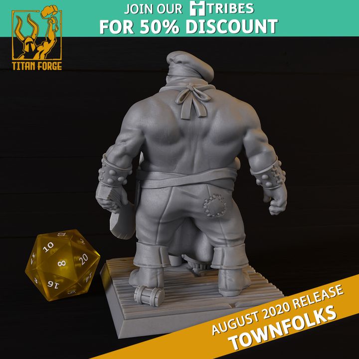 3D Printable Townfolks Ogre Cook by Titan Forge Miniatures
