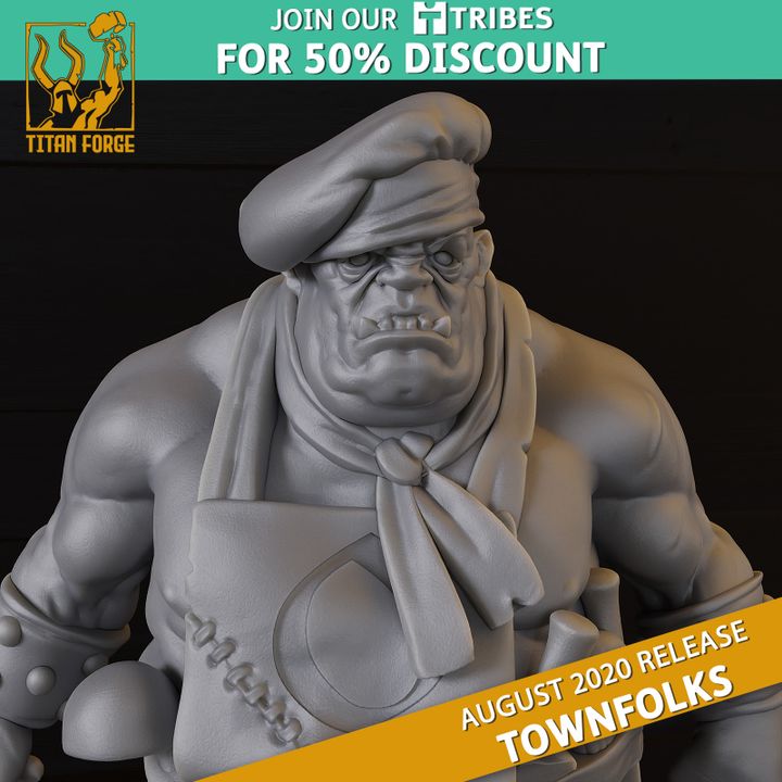3D Printable Townfolks Ogre Cook by Titan Forge Miniatures
