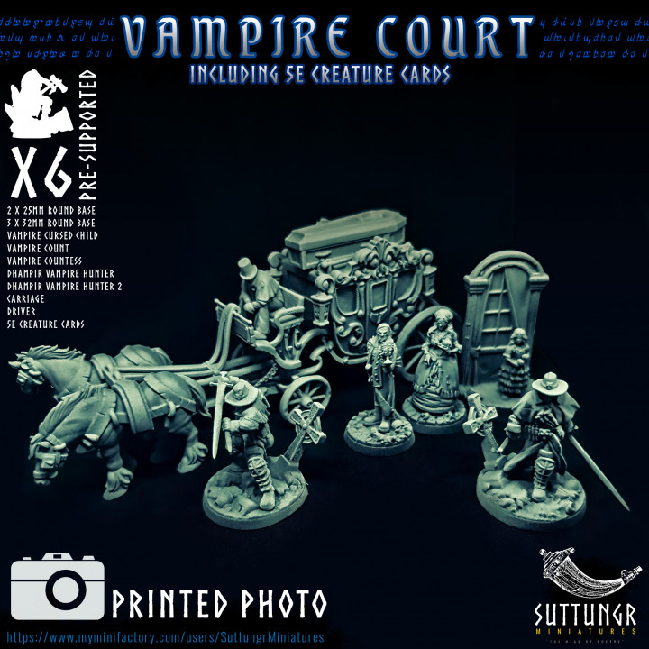 3D Printable x6 Vampire Court - Pre Supported by Suttungr Miniatures
