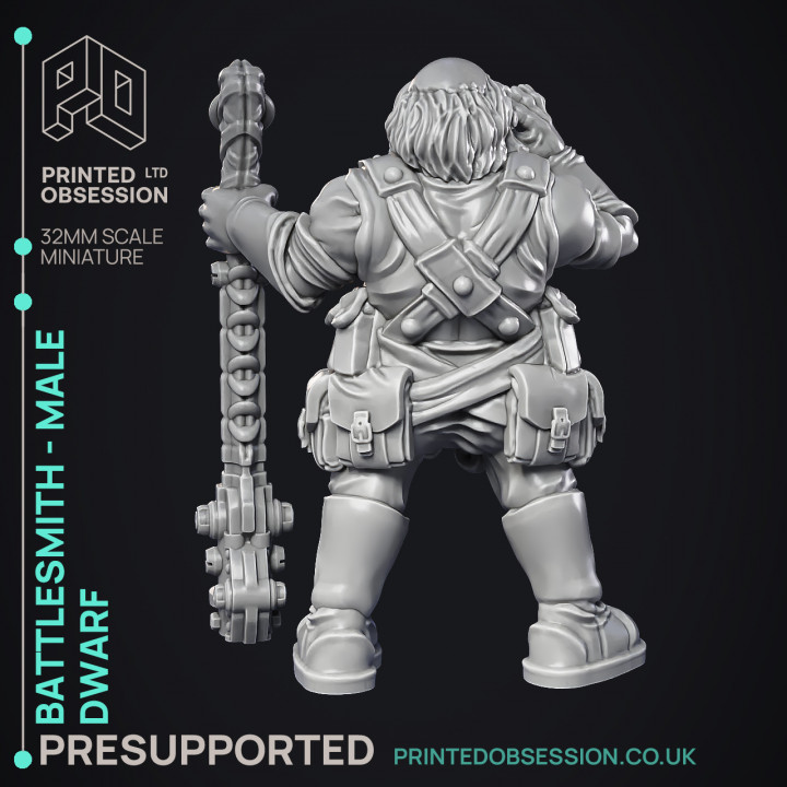 3D Printable Battlesmith - Artificer - Male Dwarf - PRESUPPORTED - 32mm ...