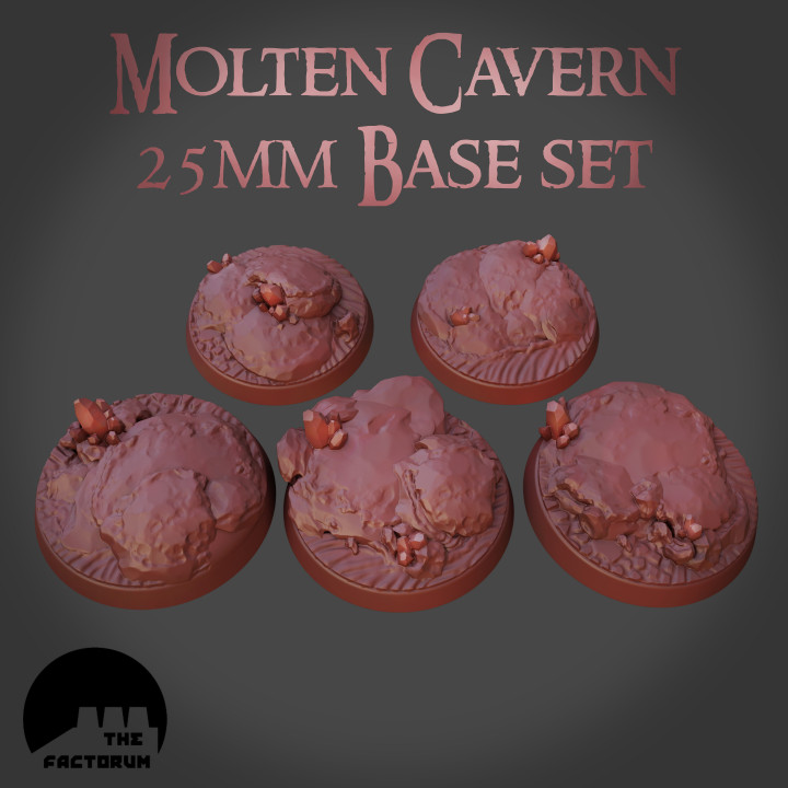 3D Printable 25mm Molten Cavern Base Set by Andrew Noble