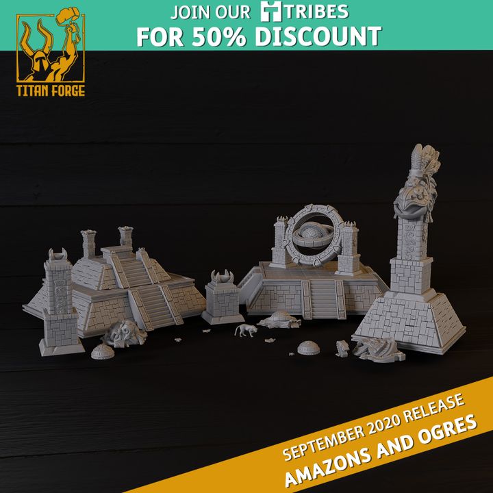 3D Printable Amazon and Ogre Terrain by Titan Forge Miniatures