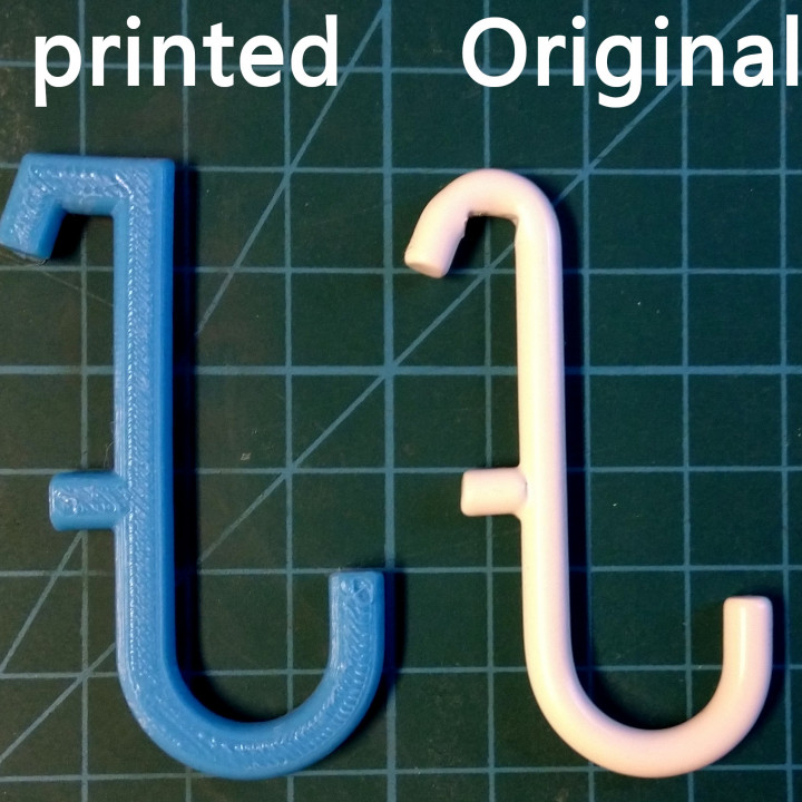 3D Printable Ikea Skadis hook with flat side for easy print by Tomer Glick