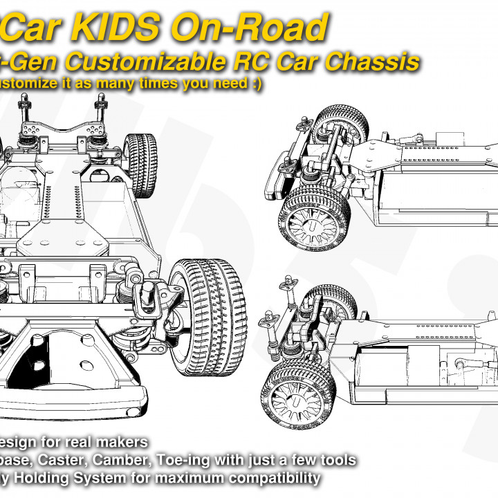 3D Printable MyRCCar KIDS On-Road, 1/10 Next-Gen Customizable RC Car ...