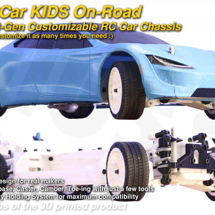 3D Printable MyRCCar KIDS On-Road, 1/10 Next-Gen Customizable RC Car ...