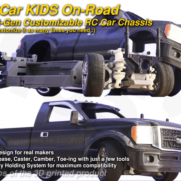 3D Printable MyRCCar KIDS On-Road, 1/10 Next-Gen Customizable RC Car ...