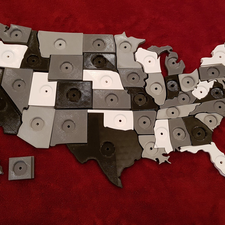 3D Printable USA Coin Map (Quarters) by Alexander Wright