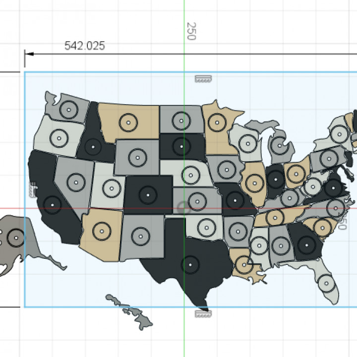 3D Printable USA Coin Map (Quarters) by Alexander Wright