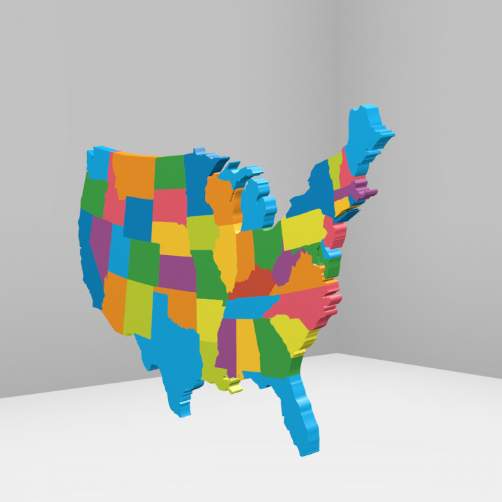 3D Printable United States of America 3D Map 3D model by ビアンカ ペイシニョ
