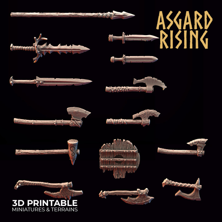3D Printable Weapons Set 3 - 14 Elements PRESUPPORTED by Asgard Rising ...