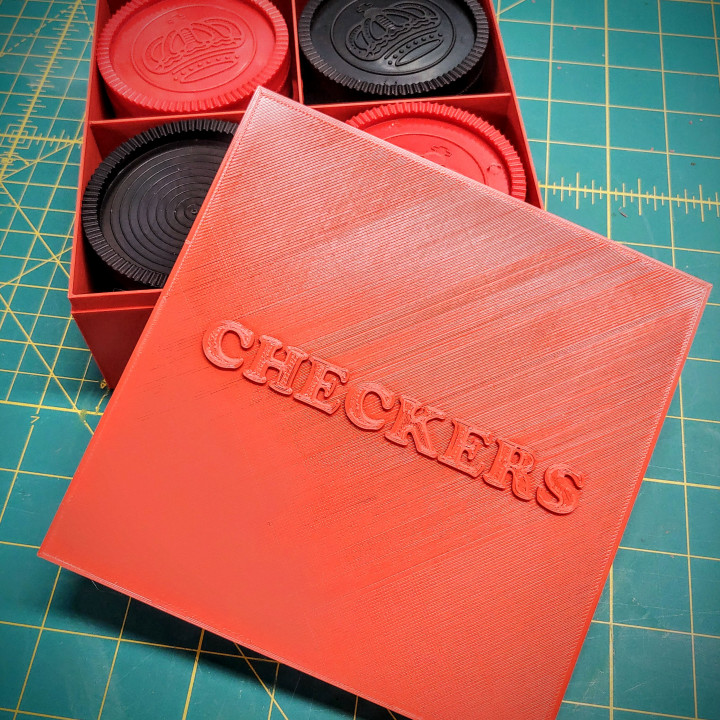 3D Printable Checkers Box for 2-7/8" Oversized Checkers Set by Zachary