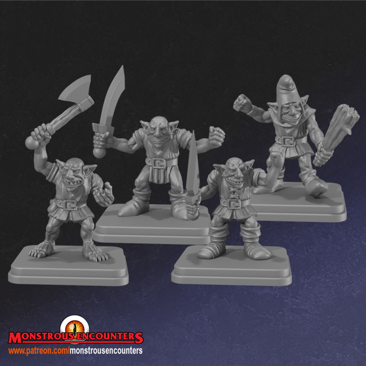 3d Printable Classic Goblins X4 By Monstrous Encounters