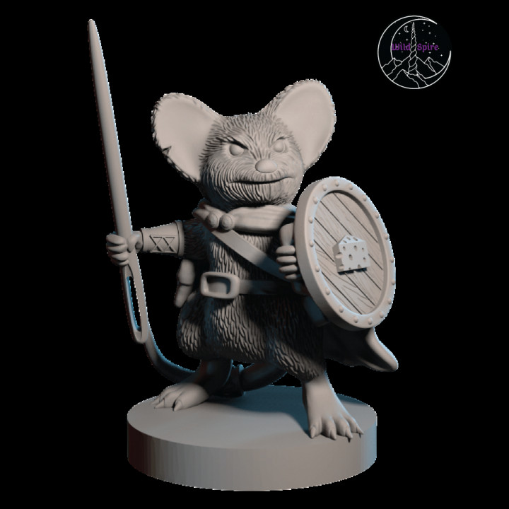 3D Printable Mousefolk with Cheese Shield and Needle Sword by Wildspire ...