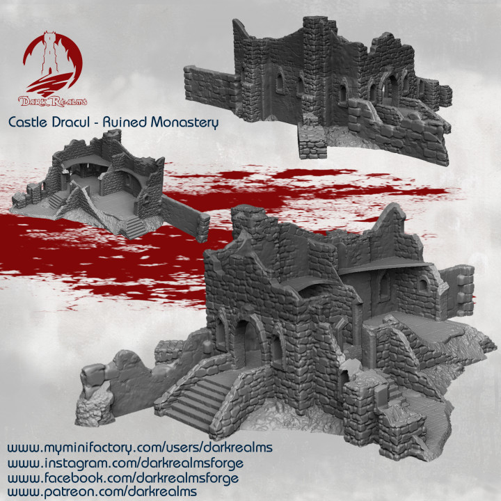 3D Printable Dark Realms Castle Dracul - Ruined Monastery by Dark ...