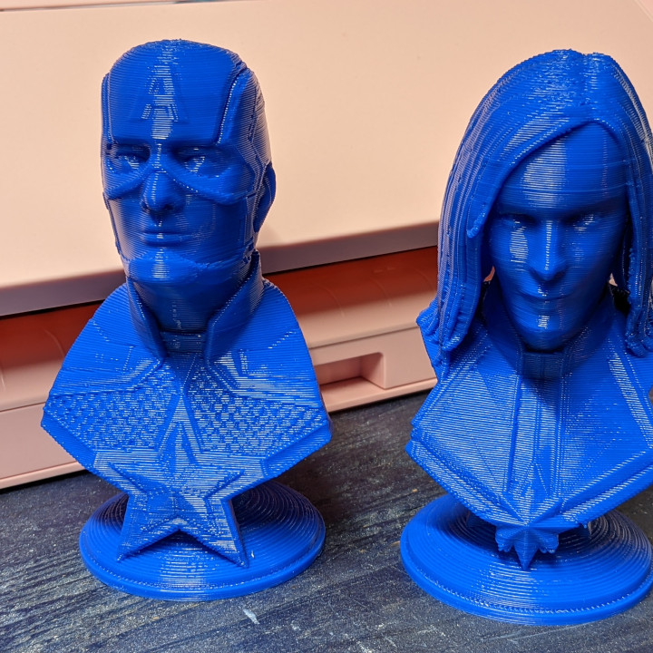 3D Print of Captain America and Marvel Support Free Remix by makersstand
