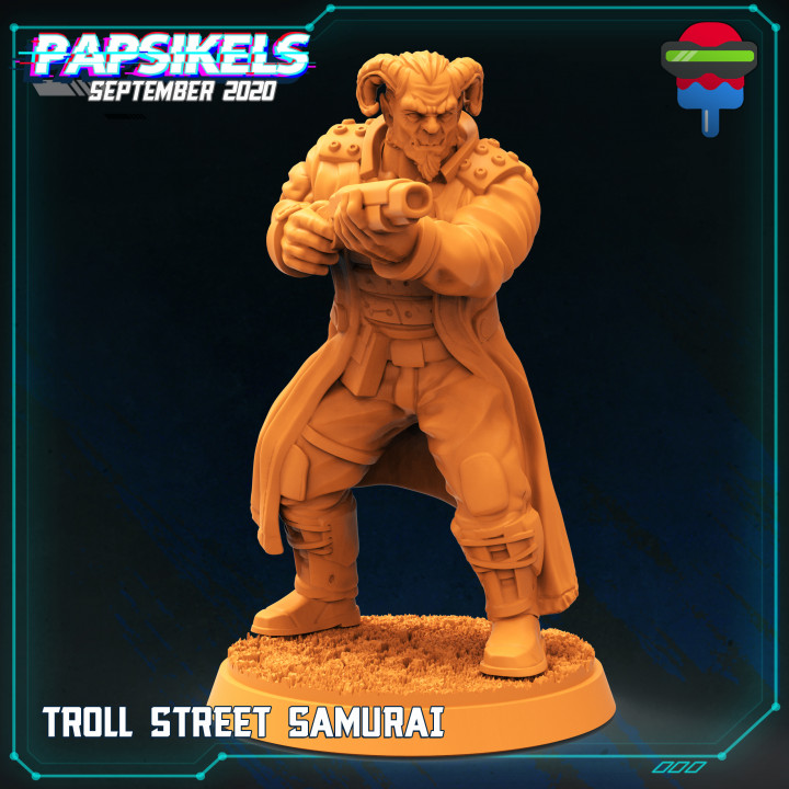 3D Printable TROLL STREET SAMURAI by PAPSIKELS MINIATURES