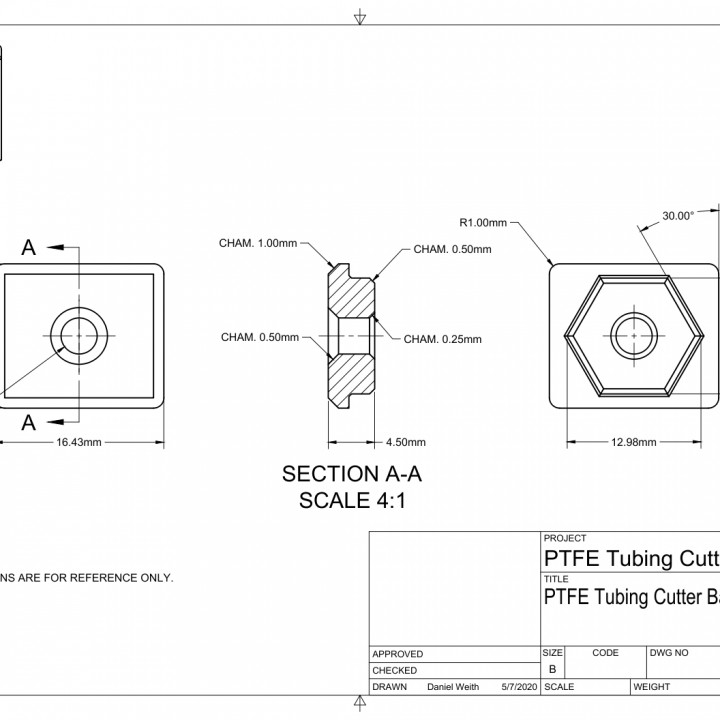 3D Printable Cantilever PTFE Tubing Cutter by Daniel Weith