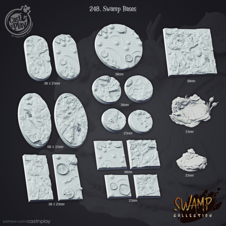 3D Printable Swamp Bases (Pre-Supported) by Cast n Play